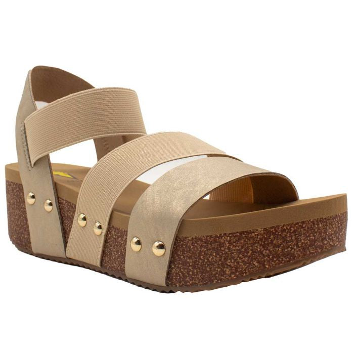 Volatile Picnic Low Wedge Sandal in Gold – Blue Louis Boutique